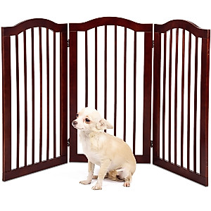 PETSITE Dog Gate Wooden Pet Puppy Dog Safety Gate Fence 3-Panel Folding Dog Gate Barrier, 36" High