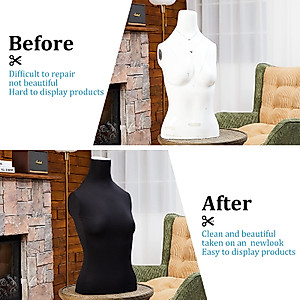 Tudomro 2 Pcs Mannequin Fabric Cover Mannequin Cover with Elasticity Mannequin Cloth Cover Mannequin Body for Designer Retail Boutique Store Dressmaker Form Dummy Model Display Fitting Styling Black