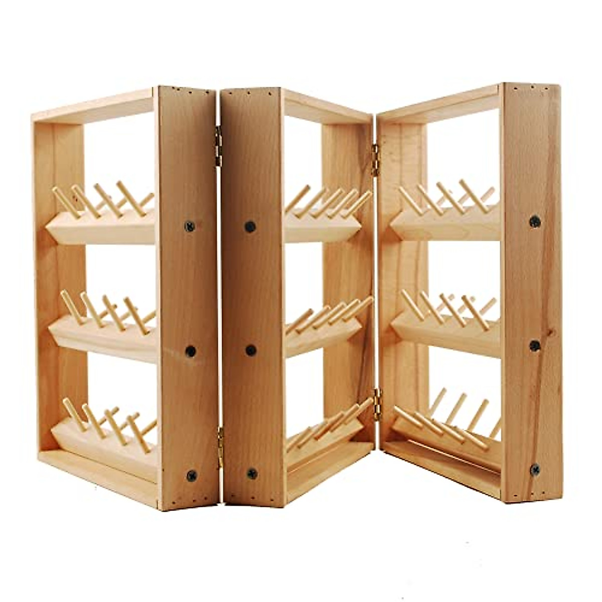 BAENRCY 69 Spools Collapsible Wooden Thread Holder Rack Sewing and Embroidery Foldable Thread Rack and Organizer Thread Rack for Sewing