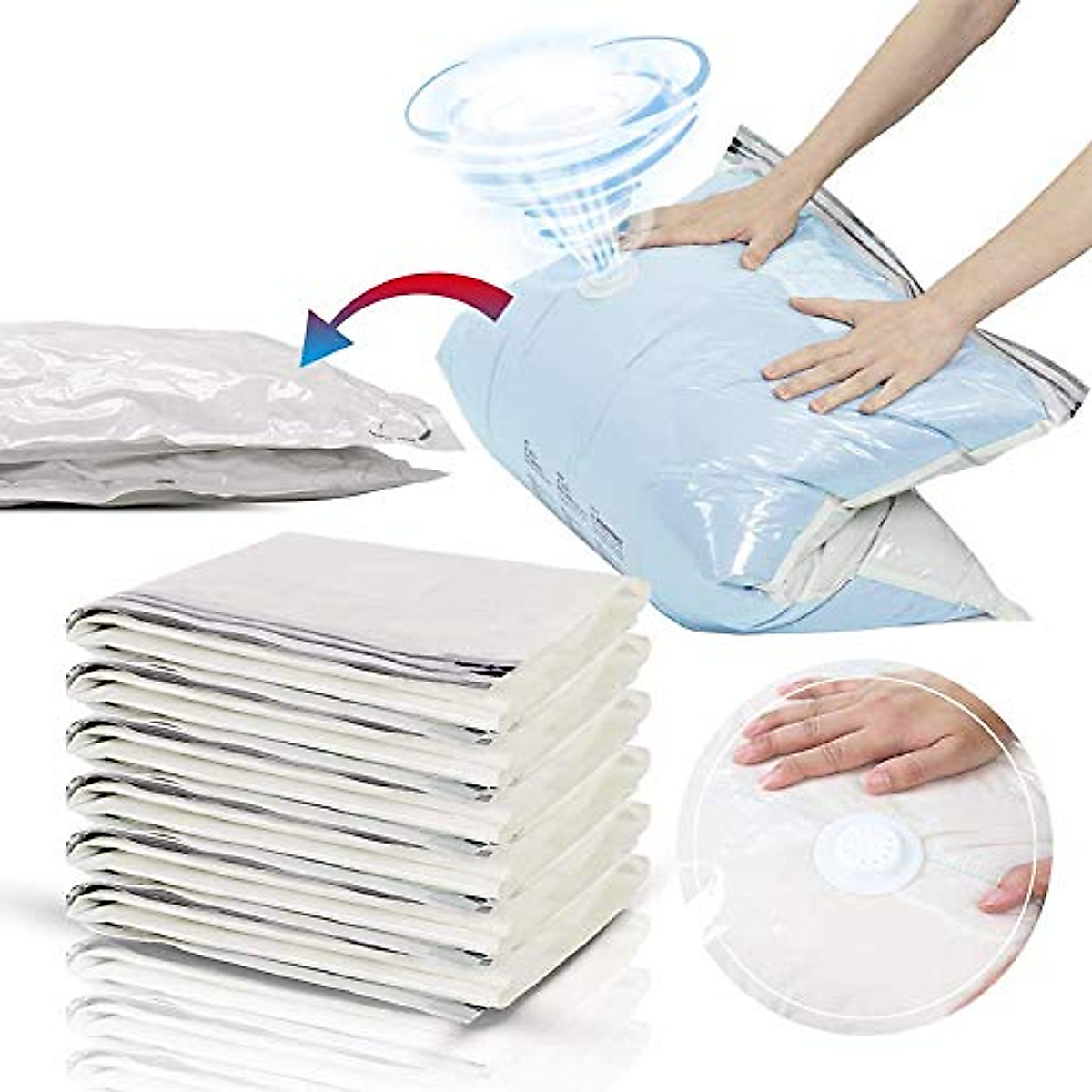 Vacuum Storage Bags, 8 Premium Bags XL, Patented Manual Compression No Pump or Vacuum Needed, Space Saver Tear Resistant Bags