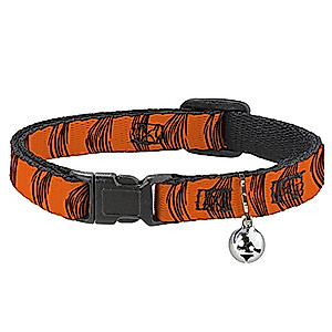 Buckle-Down Breakaway Cat Collar - Tigger Stripes Orange/Black - 1/2" Wide - Fits 8-12" Neck - Medium