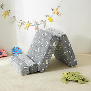 Truwelby 2-Piece Kids Sofa Couch, Modular Toddler Couch Glow in The Dark Sofa for Playroom Bedroom, Play Couch for Girls Boys, Kids Convertible Sofa Sectional Foam Playset Couch Set