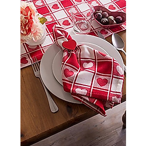 DII Valentine's Day Collection, Napkin Set, 20x20, Checkered Heart, 6 Piece