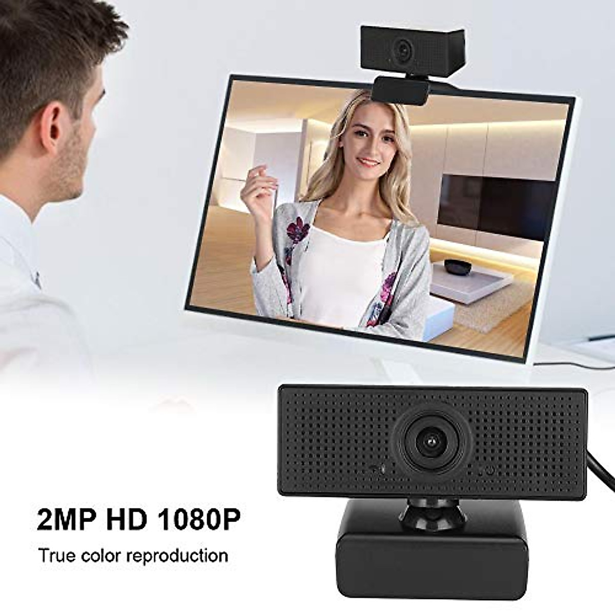 Zyyini Bindpo 1080P 30fps USB Webcam, 2MP PC Laptop Web Camera with HD Microphone, Automatic White Balance, Plug and Play for Video Conference, Online Teaching, Recording