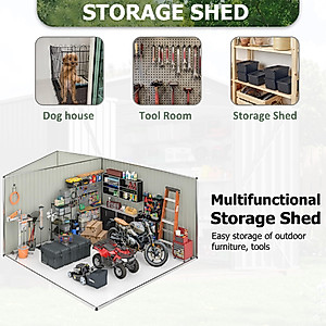 VIWAT 10x10 FT Outdoor Storage Shed, Garden Shed with Updated Frame Structure and Lockable Doors, Metal Tool Sheds for Backyard Garden Patio Lawn,Brown