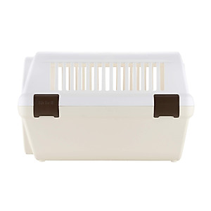 Richell Double Door Pet Carrier Medium, Travel Carrier for Small Dog and cat, up to 17.6 lbs., White/Beige (80024)