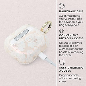 Covique Compatible AirPods 3 Case Cover 2021 | Cute Women Girly Flower, White Poppy Floral Iridescent & Glitter | Protective Shockproof TPU with Keychain Hook for AirPods 3rd Generation Charging Case