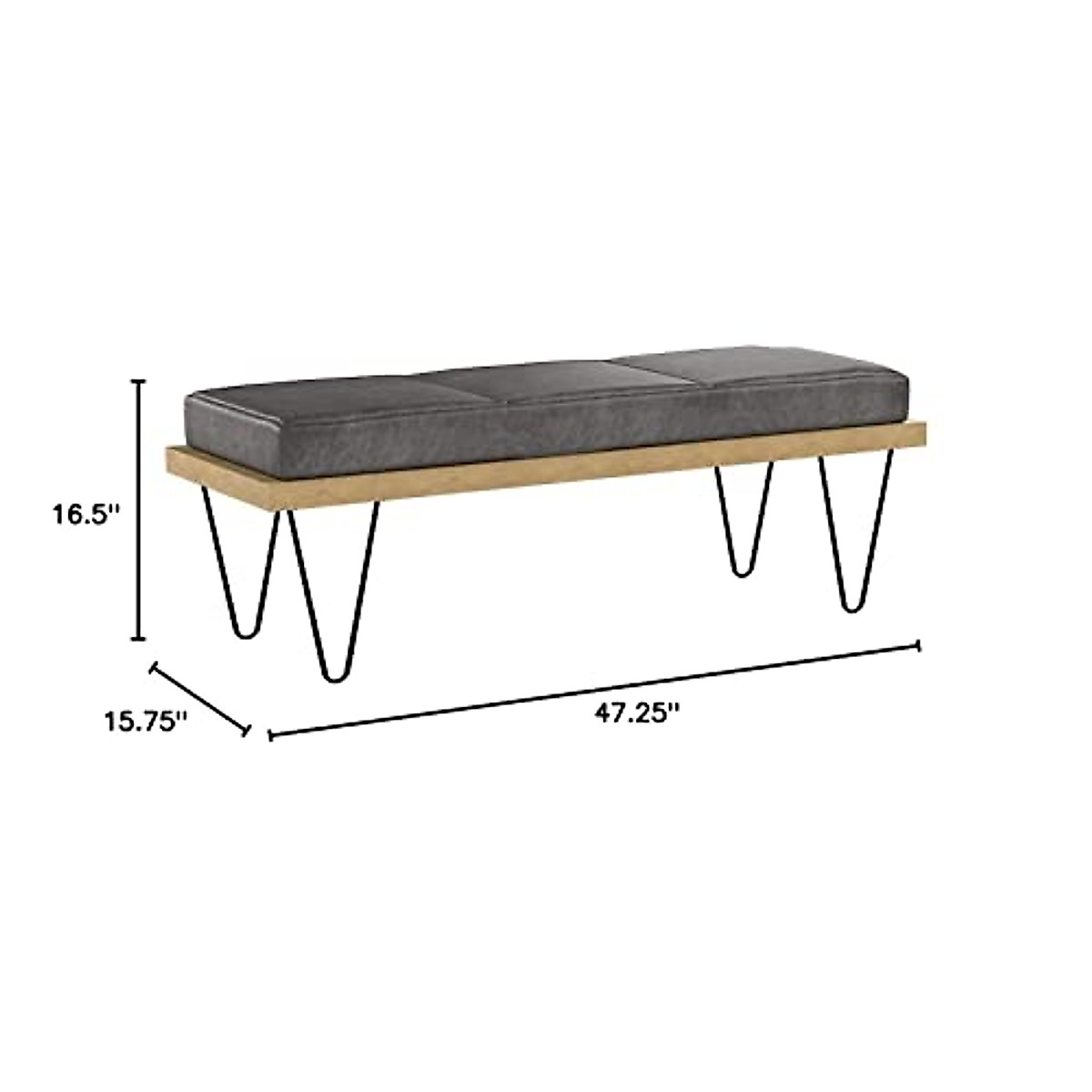 Christopher Knight Home Elisha Industrial Modern Microfiber Bench, Slate / Matte Black