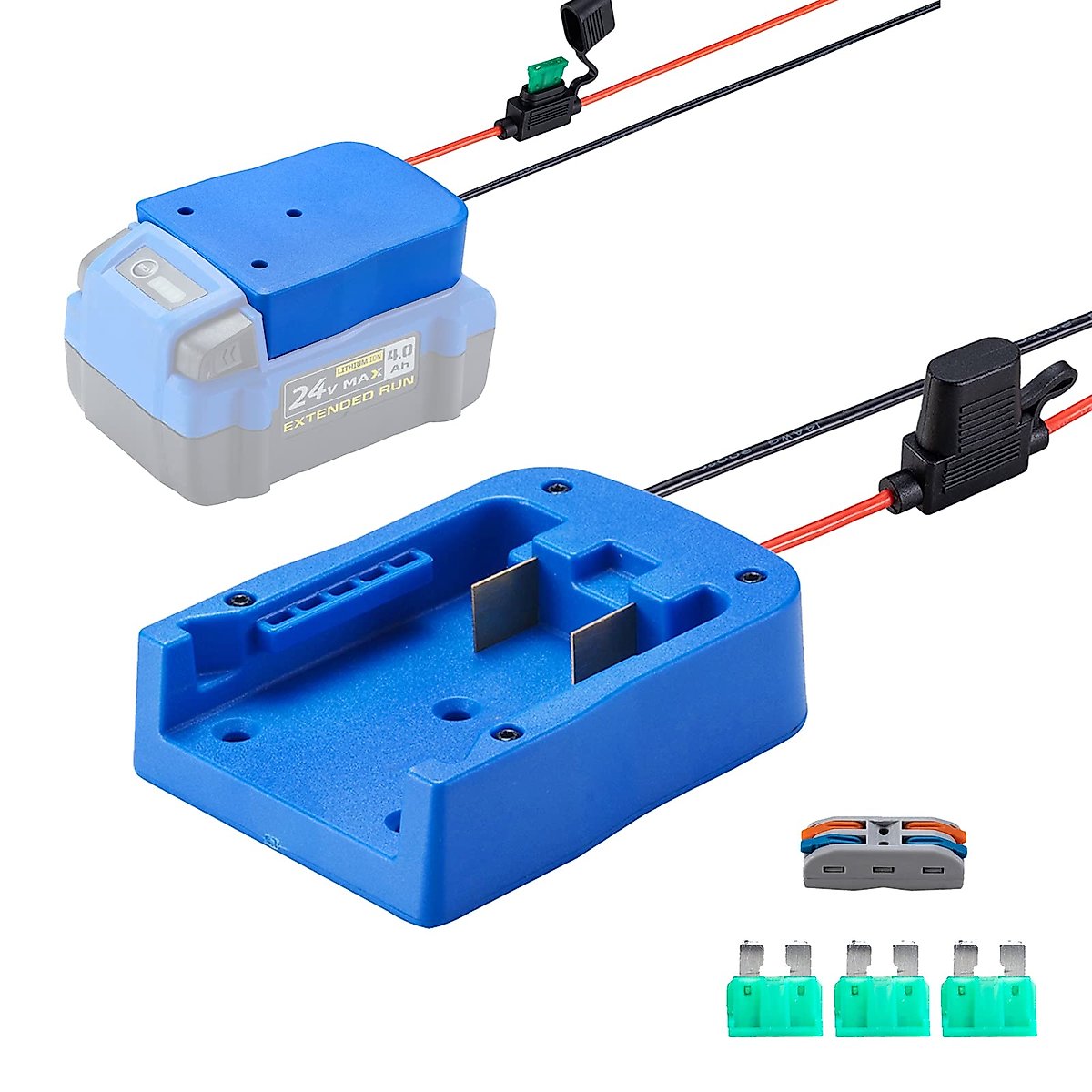 Power Wheel Adapter for Kobalt 24V Battery Adapter with Fuse & Wire Terminal,14 Gauge Wire Power Convertor for DIY RC Trucks, RC Toys, Robotics, Work Lights