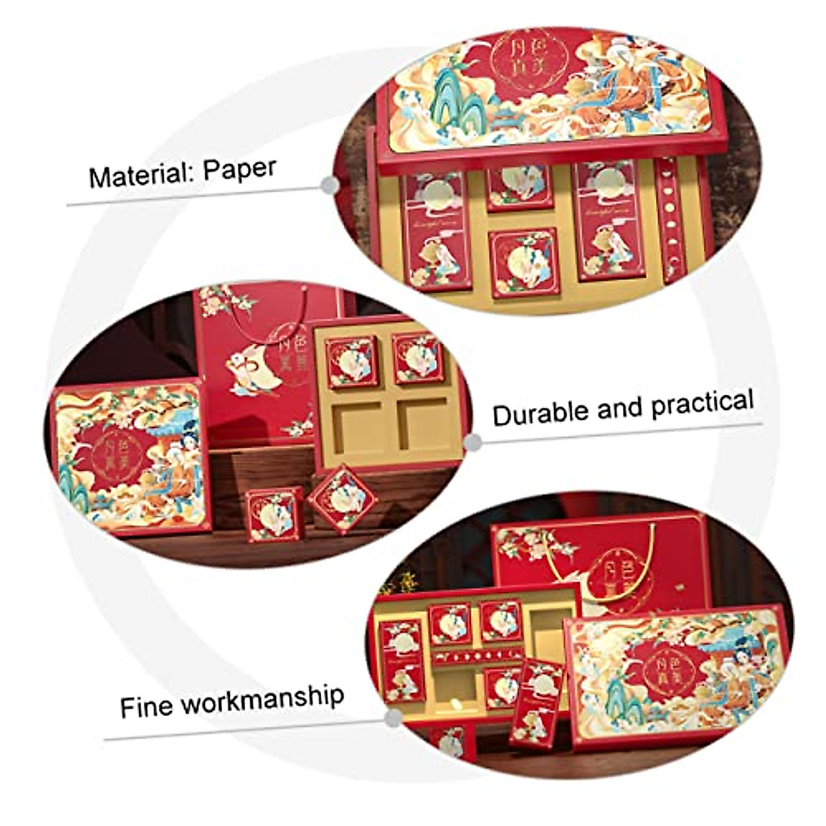 HEMOTON 1 Set Moon Cake Box Mini Paper Cups Cookie Containers Mini Cake Boxes Paper Cupcake Container Ornament Container Mooncake Packaging Box Festival Gift Holder Pastries Holder Box