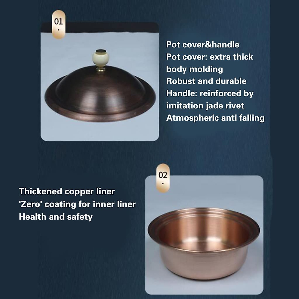 Chafing Dishes Single Thickened Copper Hot Pot Pure Copper Small Hot Pot Self-Service Environmentally Friendly Oil Meal Sharing Hot Boiler Home Commercial