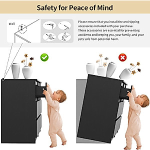 Angel Sar 59'' Dresser for Bedroom, Modern Black 6 Drawer Dresser, Long Dresser with Spacious Tabletop, Smooth Slides, Handlefree Design & Sturdy Base, Double Drawer Dresser for Closet