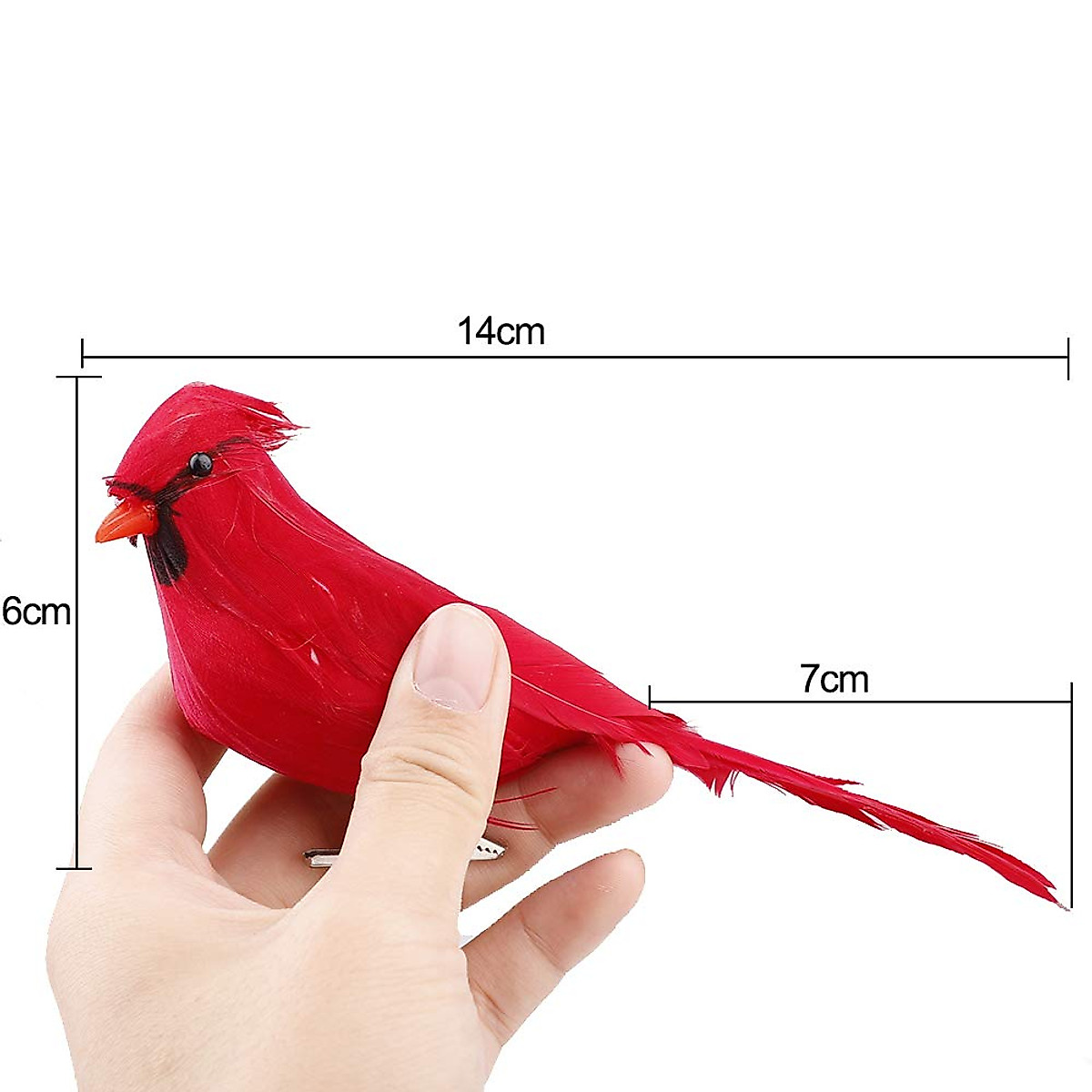 Firlar 12 Pcs Artificial Cardinal bird with Clip, 5.5 Inch Simulated Foam Bird Christmas Cardinal Birds Red-billed Ornaments for Wedding Decoration Home Garden Establishment Party Accessories
