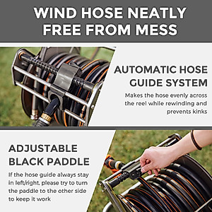 Giraffe Tools Garden Hose Reel Cart with Wheels, Heavy Duty Water Hose Cart with Hose Guide, Water Hose Reel with Wheels for Outside Garden & Yard