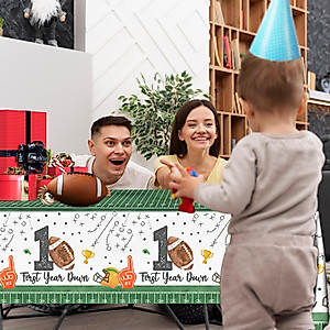 Juweked 3Pcs 1st Birthday Tablecloth Football Tablecloth Plastic First Year Down Table Cloth for First Year Down Birthday Party Football First Birthday Tablecloths Football Party Decorations