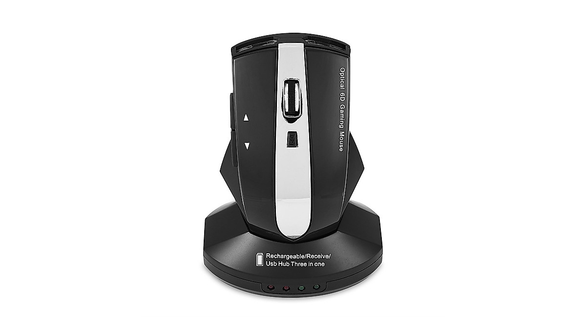Wireless Ergonomic Mouse with 3-Port USB Hub for Gaming & Office