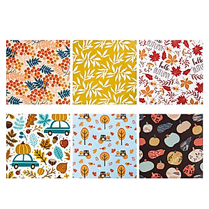 WRAPAHOLIC Wrapping Paper Sheet - Maple Leaf and Pumpkin Autumn Design for Fall Celebrating, Birthday, Holiday, Wedding, Baby Shower - 1 Roll Contains 6 Sheets - 17.5 inch X 30 inch Per Sheet
