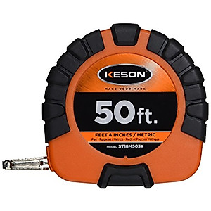 Keson ST18M503X Closed-ABS Housing Steel Tape Measures, Speed Rewind (Graduations: ft., in., 1/8 & cm, mm), 50-Foot / 15M
