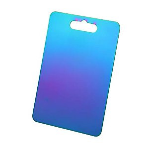 Baikai Kitchen Cutting Board, Stainless Steel Rainbow Durable Chopping Board, Butcher Block Board with Easy Grip Handle for Meat, Fruit, Vegatable, Cheese (14 x 10 inch)