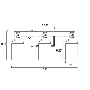 Kira Home Ashland 23.5" 3-Light Farmhouse Bathroom/Vanity Light + Hammered Glass Shades, Gray Oak Wood Style + Black Finish