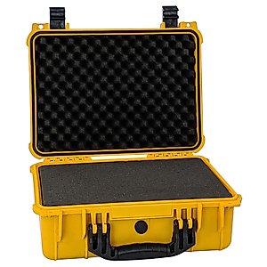 multicomp PRO 17" Yellow Weatherproof Equipment Case, made of Polypropylene Plastic with Foam Insert, 16.5" X 13" X 7"