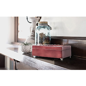 Cottage Garden All Things Through Him Embossed Petite Rosewood Jewelry Music Box Plays Canon in D