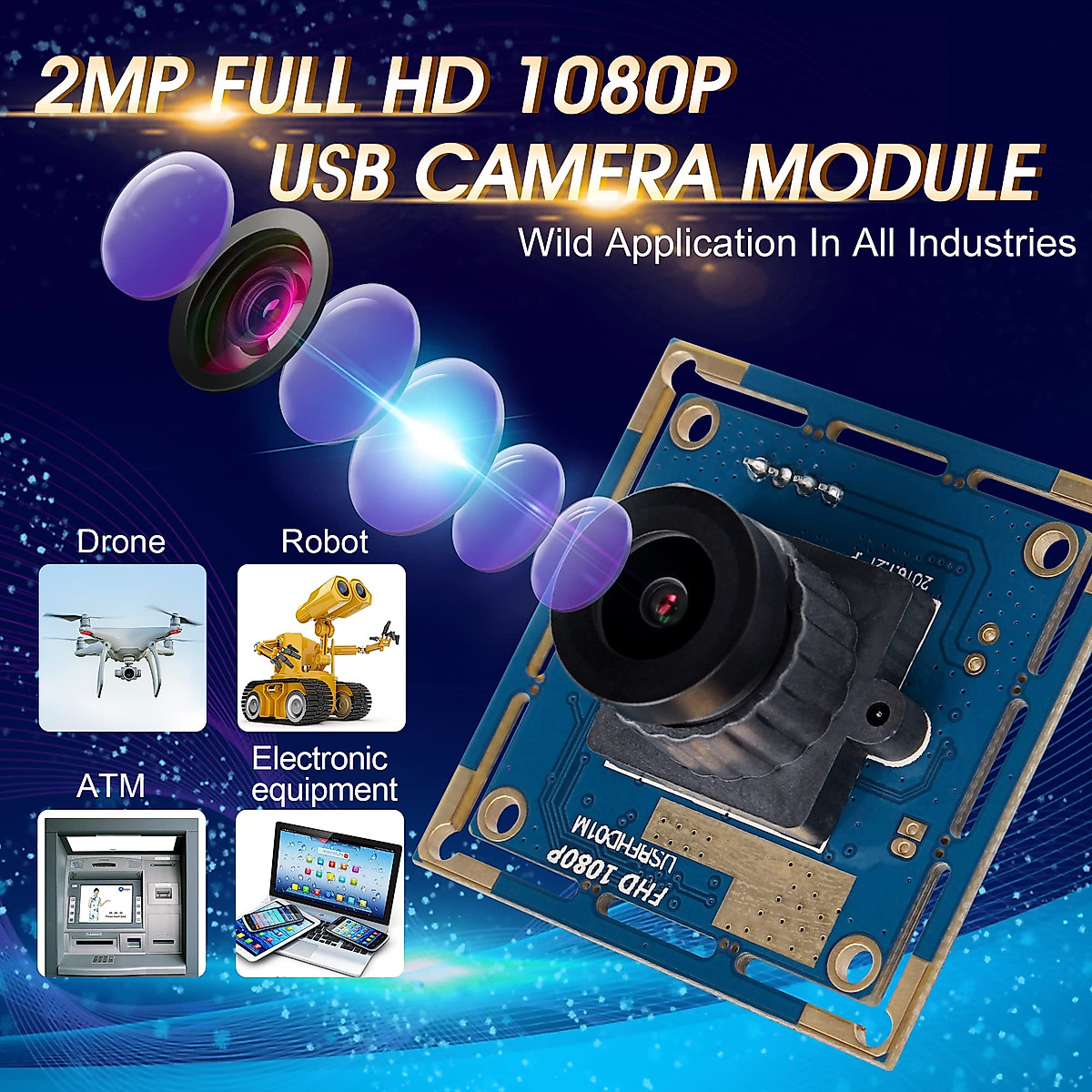 1080P USB Camera Module Wide Angle High Speed 2.1mm Lens PC Camera for Computer Mini UVC USB2.0 Lightburn Camera OV2710 USB Security Camera High Frame 100fps Web Camera Board for Raspberry Pi