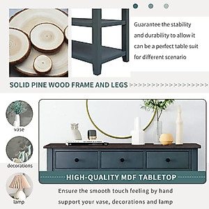 Rustic Console Table, 50In Long Console Table Sofa Table with 3 Drawer and 2-Tier Open Storage Shelf, Console Table for Living Room, Hallway