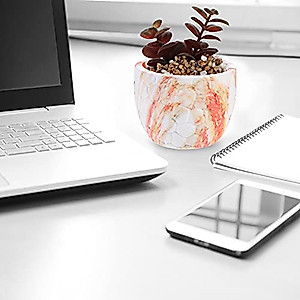 Veemoon Ceramic Home Pots Mini Holder Vase Desktop Arrangement Flower Bud Balcony Drainage Texture Air Outdoor Bonsai Center Ornament Pattern Marbling Plants Plant A Container Garden