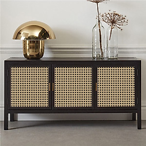 JiffDiff Rattan Wallpaper Cane Contact Paper Peel and Stick Wallpaper Hexagon Weave Rattan Furniture Cabinet Contact Paper 17.3 x 118.11in