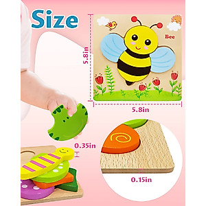 Bekayshad Wooden Puzzles Toddler Toys Gifts for 1 2 3 Year Old Boys Girls, Animal Jigsaw Puzzles Montessori Toys, Learning Educational Christmas Birthday Gifts for Girls Boys Ages 1-3