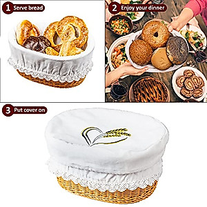 A ARTIZANKA Extra Large 12.5' Bread Basket Serving Set for Sourdough Bread, Pastries, Muffins, Bagels. Includes Removable Liner and Cover, Storage and Fruit basket (Poly Wicker Extra Large Basket)