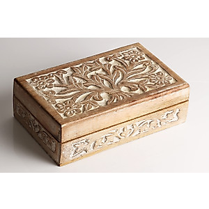 ARTISENIA Father's Day Gifts Wooden Whitewash Tree of Life Decorative Jewelry Trinket Box Storage Organizer Deck with Inner Velvet Chest Organizer Tarot Card Decks Unique Gift Ideas Girls Women