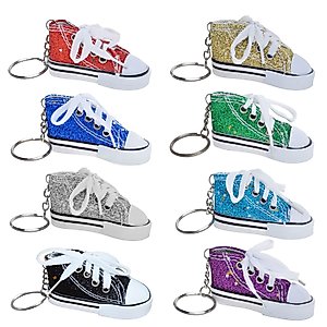Muka 24PCS Mini Canvas Sneaker Keychains, 3" Shoes Key Ring, Festival Decorations for Party - Random Colors