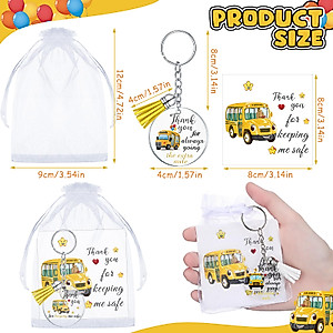 Geetery 24 Set Thanksgiving School Bus Driver Appreciation Gifts Christmas Gifts for Bus Driver Acrylic Keychain Gift with Tassel Keychain with Thank You Card and Organza Bag for Retirement Party