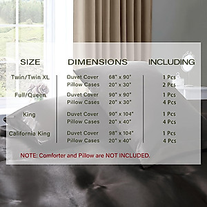 Pride Beddings 5 Pieces Satin Duvet Cover California King Size Black Duvet Cover Bedding Set with Zipper Closure, 1 Duvet Cover + 4 Pillow Cases