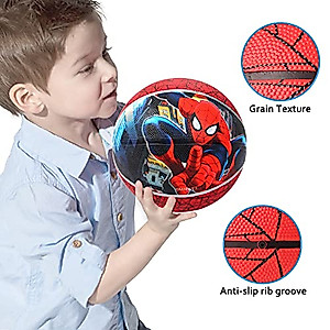 DECLIR Kids Basketball Size 5 Youth Basketball 27.5" for Indoor Outdoor Play Games,Training Basketball for Beginner(Spiderman)