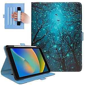 Dteck Case for iPad Air 10.5 (3rd Generation) 2019 /iPad Pro 2017 Case 10.5" - Protective Magnetic Leather Case with [Pencil Holder/Adjustable Viewing Stand Angle] Cute Folio Cover (Starry Forest)