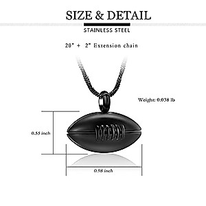 Yinplsmemory Cremation Jewelry Football Memorial Urn Necklace for Ashes Holder Stainless Steel Ashes Keepsake Urn Jewelry for Brother Boyfriend