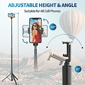Sensyne 60" Phone Tripod & Selfie Stick, Lightweight All in One Phone Tripod Integrated with Wireless Remote Compatible with All Cell Phones for Selfie/Video Recording/Photo/Live Stream/Vlog（Black）