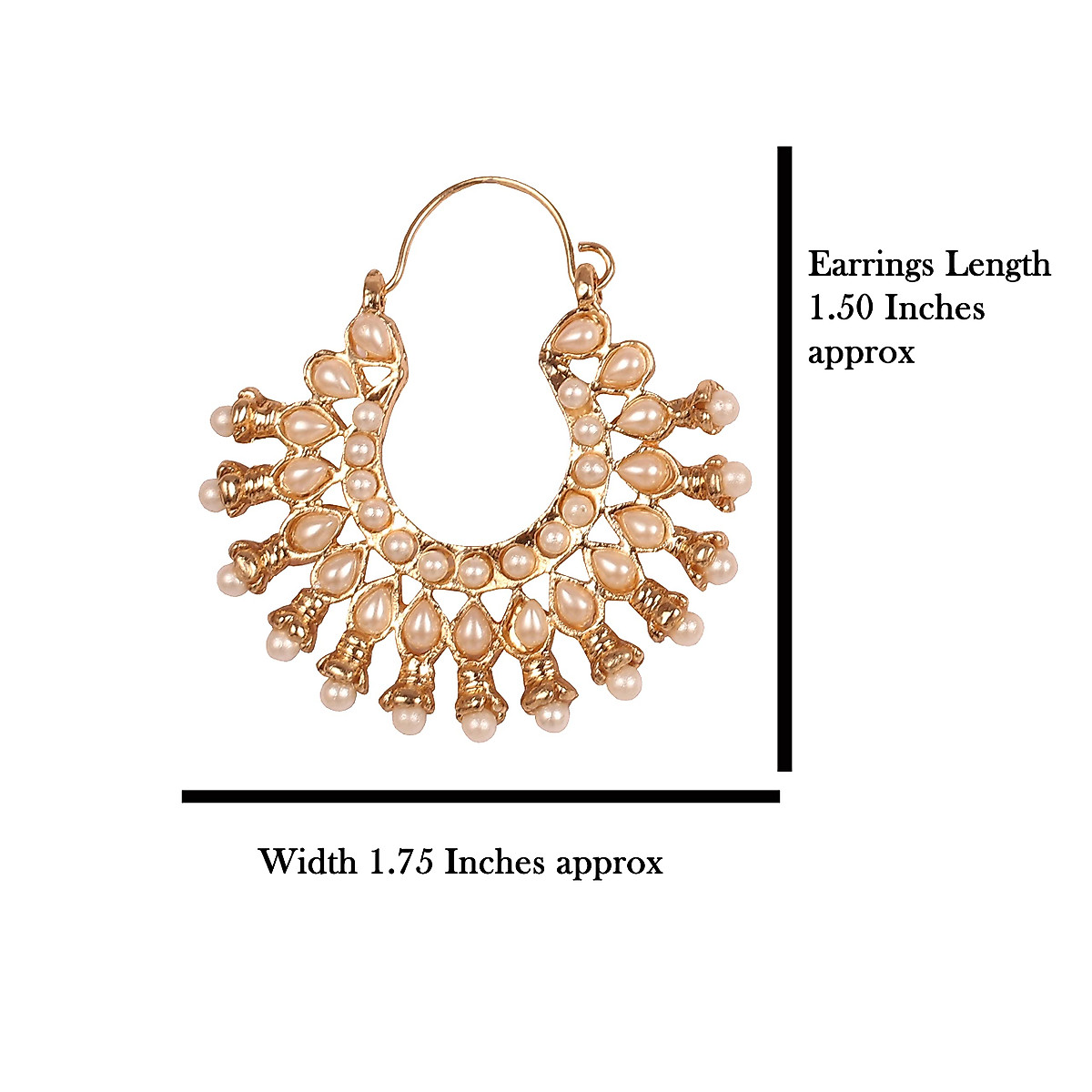 NEW! Touchstone Indian Bollywood Exclusively Handcrafted Traditional Pearls Designer Jewelry Earrings In Antique Gold Tone for Women.