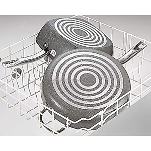 T-fal C41240 Endura Granite Ceramic Nonstick Thermo-Spot Heat Indicator Dishwasher Oven Safe PFOA Free Square Pan with Lid Cookware, 10.5-Inch, Gray