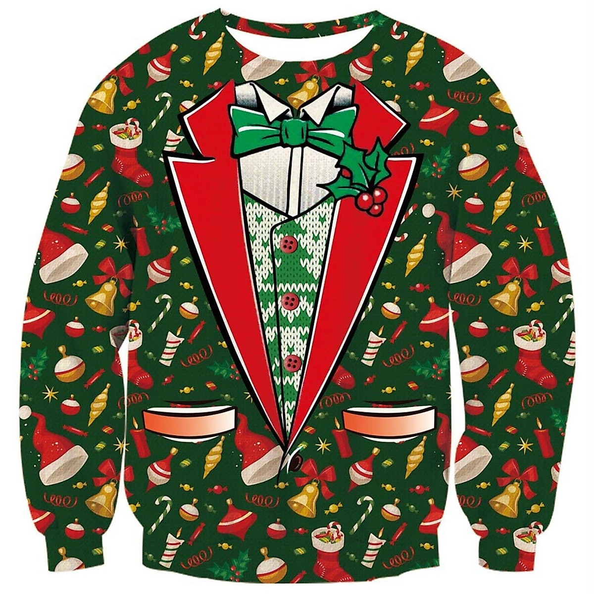 BLUBUKLKUN clip coupon deals Ugly Christmas Sweatshirt for Women Long Sleeve 3D Printed Christmas Print Crew Neck Sweatshirt Top Bohemian (AG, S)