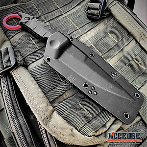 Tactical Knife Hunting Knife Survival Knife Fixed Blade Knife Kydex Sheath Razor Sharp Edge Camping Accessories Camping Gear Survival Kit Survival Gear Tactical Gear 80404 (Red)