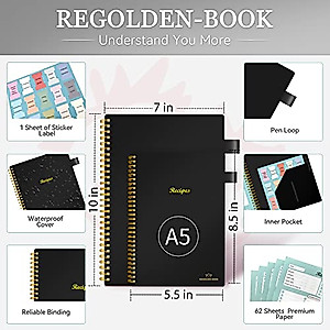 Recipe Book to Write in Your Own Recipes, Blank Recipe Notebook with Tabs for Family Cooking Lover, 120 Pages Recipe Organizer, 8.5 x 5.5", Black