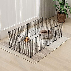 Tespo Pet Playpen, Small Animal Cage Indoor Portable Metal Wire yd Fence for Small Animals, Guinea Pigs, Rabbits Kennel Crate Fence Tent, Black, (12Panels)