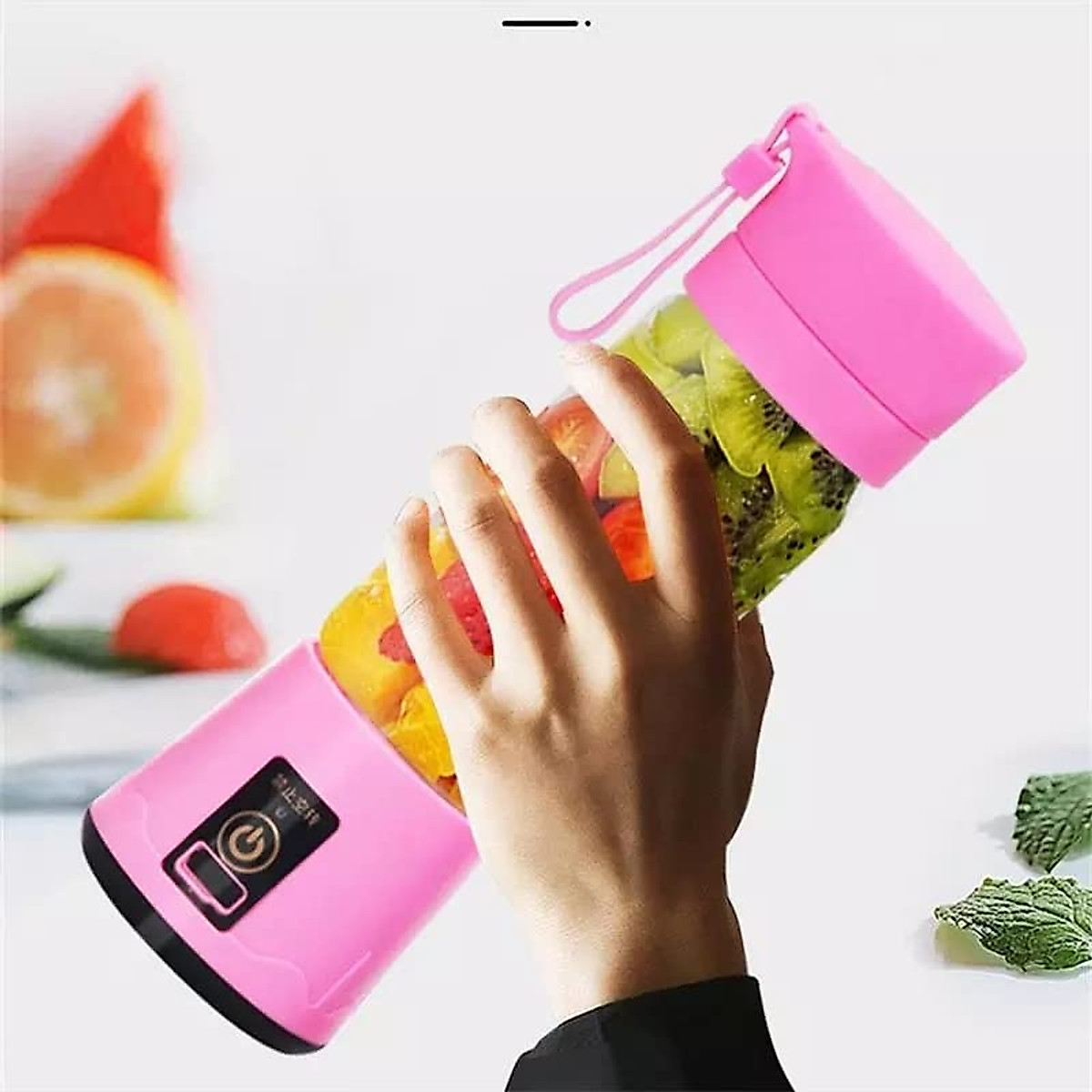 Portable Blender, BAVAD Personal Blender for Shakes and Smoothies with Mini Juicer Cup-Six Blades in 3D, USB Rechargeable (Pink)