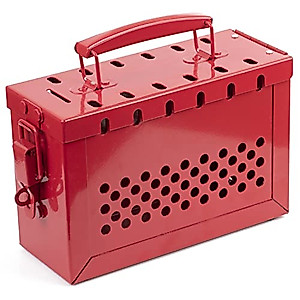 TRADESAFE Lockout Tagout Group Lock Box - Premium LOTO Group Box, 18 Gauge Steel Lockout Box, Red Lock Box for OSHA Compliant Group LOTO Procedures