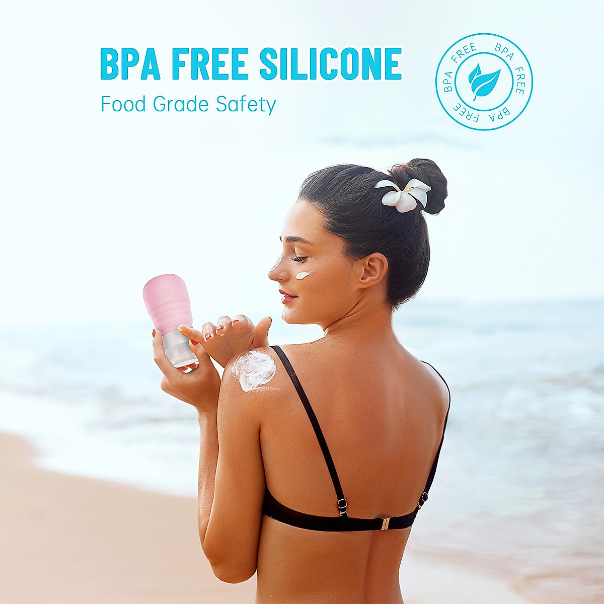 Travel Bottles for Toiletries, Minimalism Collapsible Tsa Approved 3oz Portable Travel Bottles, Silicone Squeezable Leak Proof Travel Size Containers, Travel Essentials with Clear Bag (4Pack)