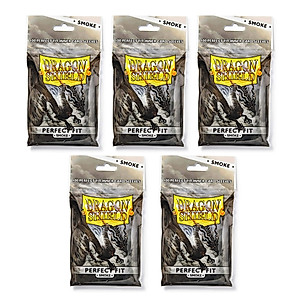Dragon Shield Bundle: 5 Packs of Smoke Perfect Fit Standard Size Sleeves - 500 Sleeves Total